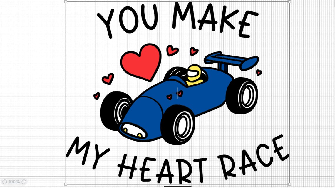 Race Car With Heart SVG Race Car Outline Cricut Silhouette Cut File ...