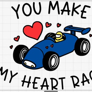 Race Car With Heart SVG Race Car Outline Cricut Silhouette Cut File ...