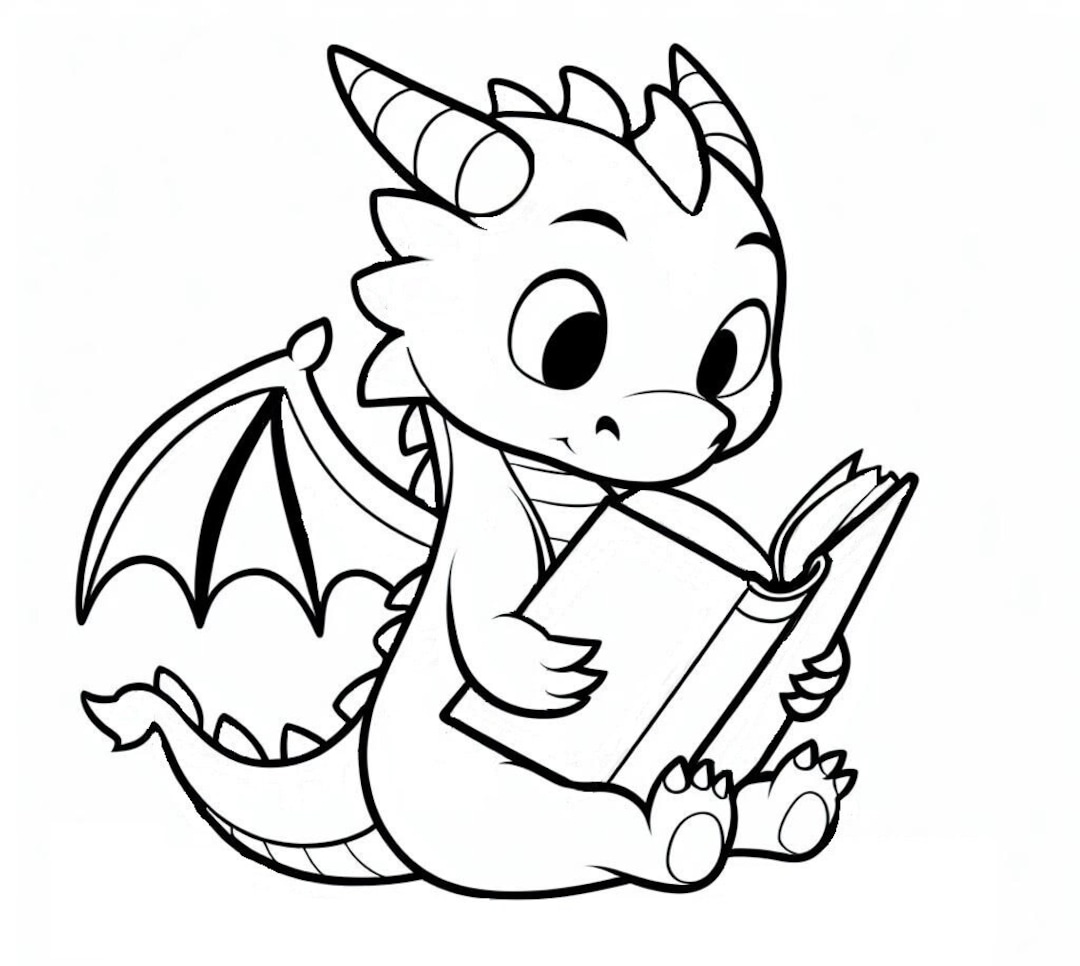 Cute Reading Dragon SVG, Cricut & Silhouette Cut File - Etsy
