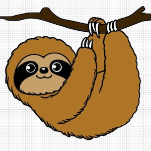 Sloth Outline SVG Sweet Hanging Sloth Outline Cricut Silhouette Cut ...