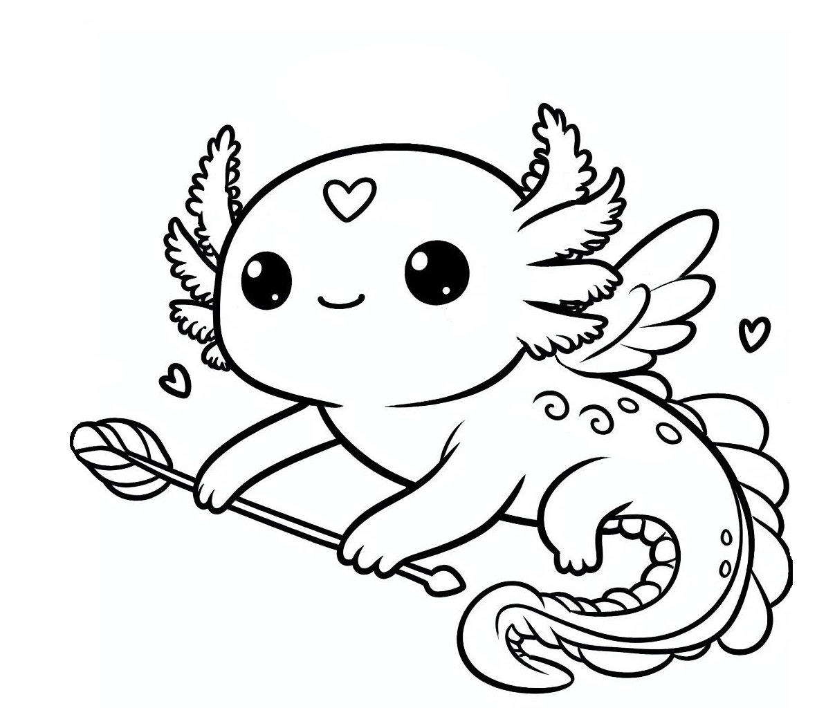 Axolotl With Heart SVG Baby Axolotl Outline Cricut Silhouette Cut File ...