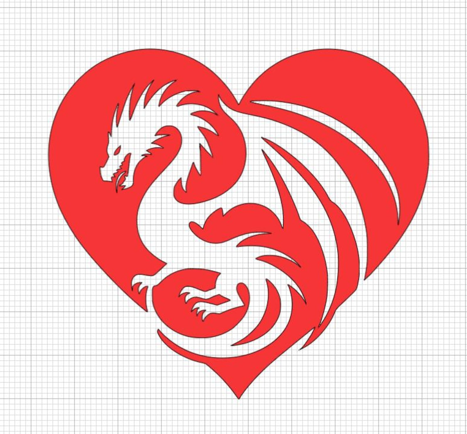 Dragon With Heart SVG Dragon Heart Outline Cricut Silhouette Cut File ...