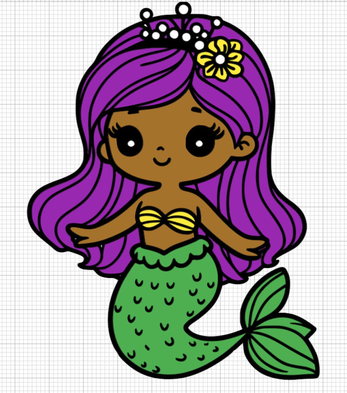 Cute Mermaid Layered SVG, Outline Layered Svg, Cricut Silhouette Laser ...