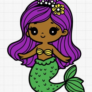 Cute Mermaid Layered SVG, Outline Layered Svg, Cricut Silhouette Laser ...