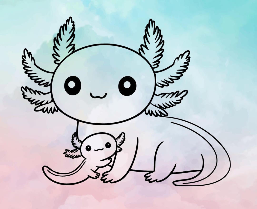 Parent and Child Axolotl, Mother's Day Father's Day Oultine Layered SVG ...