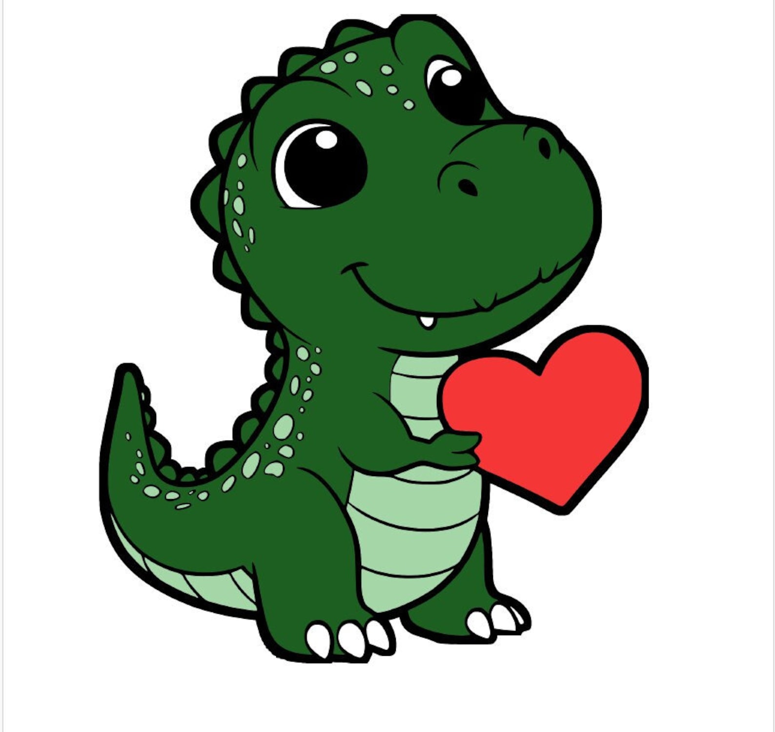 T-rex Holding Heart Valentine SVG Baby Dinosaur Outline Cricut ...