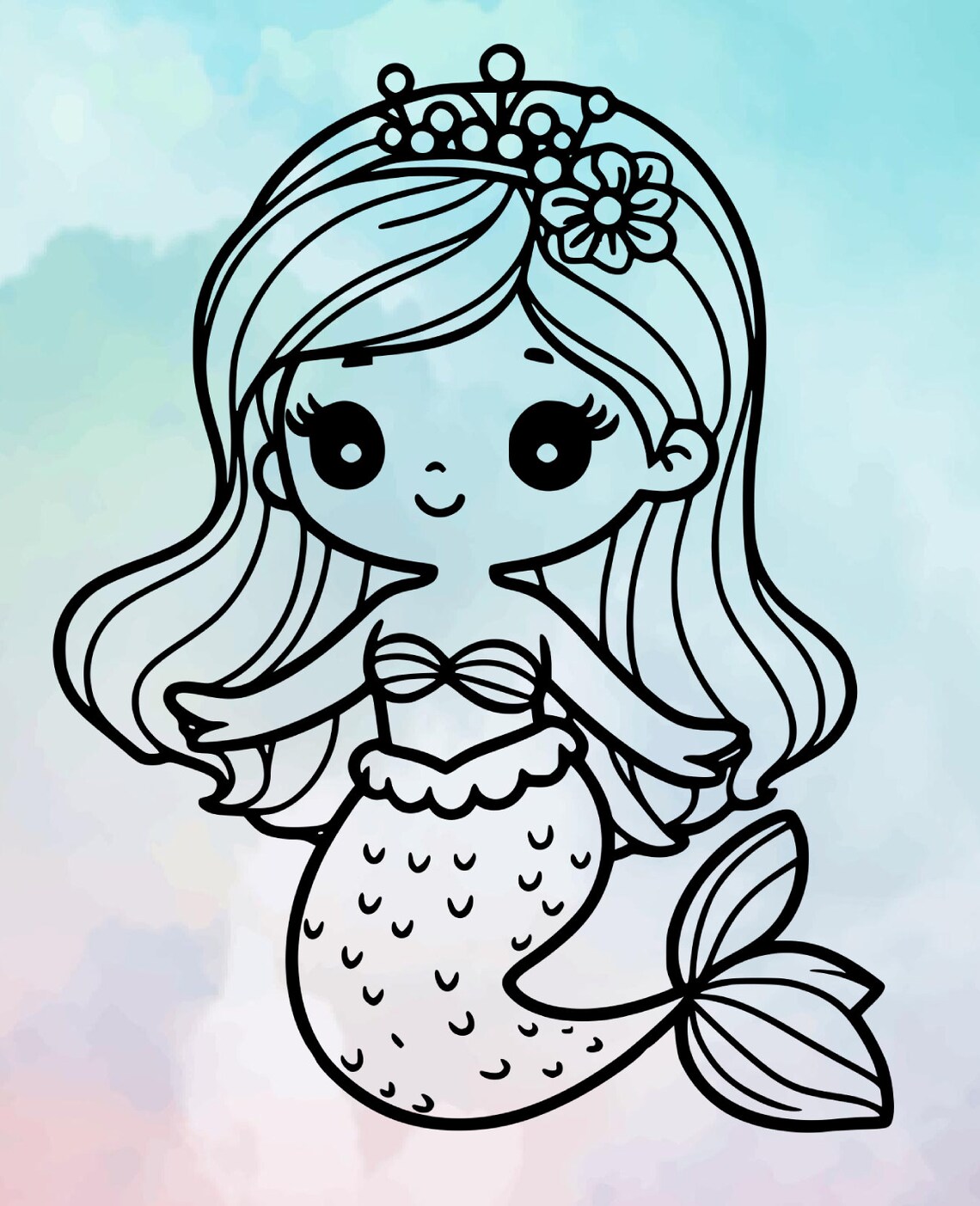 Cute Mermaid Layered SVG, Outline Layered Svg, Cricut Silhouette Laser ...