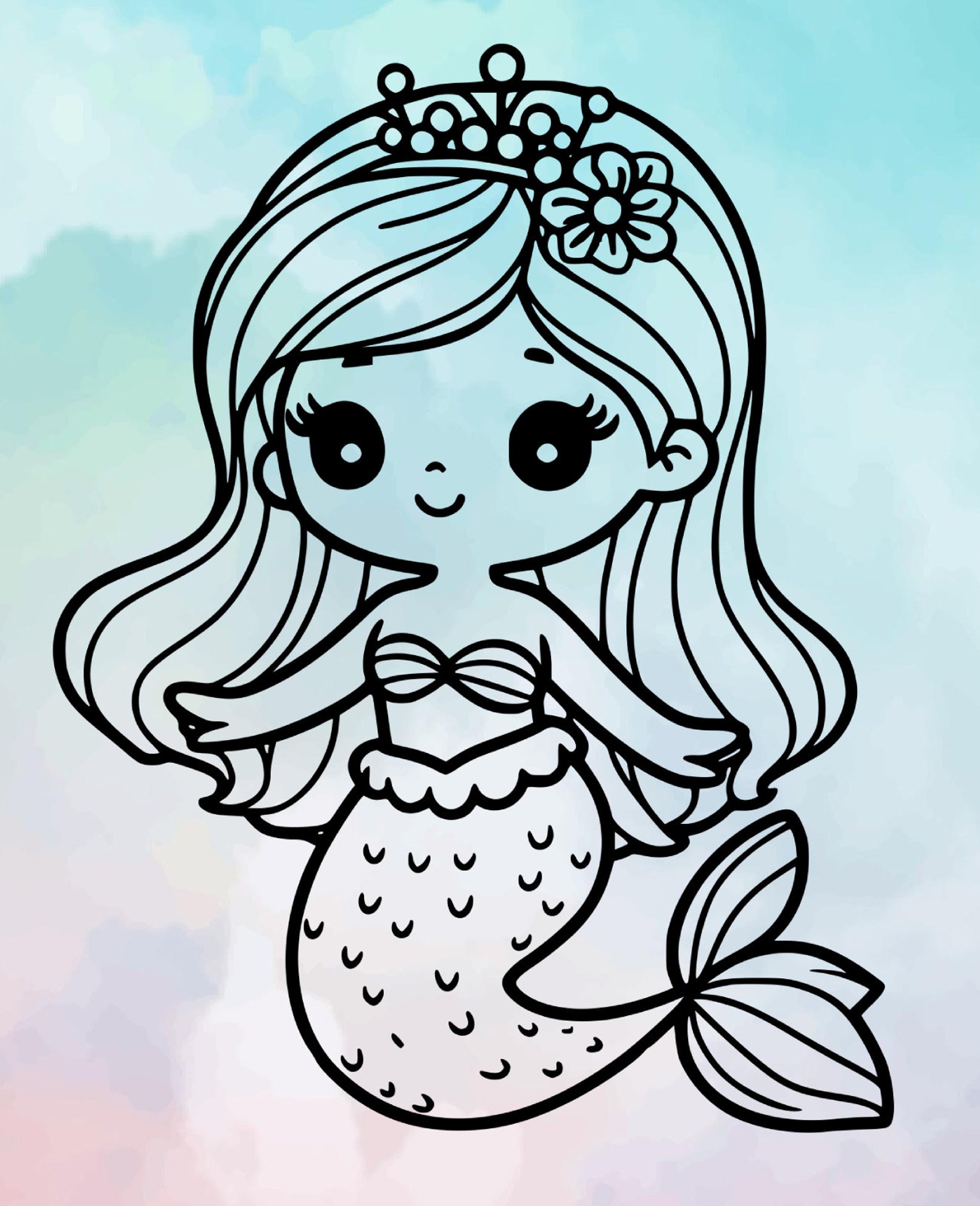 Cute Mermaid Layered SVG, Outline Layered Svg, Cricut Silhouette Laser ...