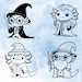 Harry Potl and Friends Cute Axolotl Magic Wizard Svg, Outline Svg Files ...