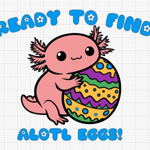 Axolotl With Easter Egg SVG Baby Axolotl Outline Cricut Silhouette Cut ...