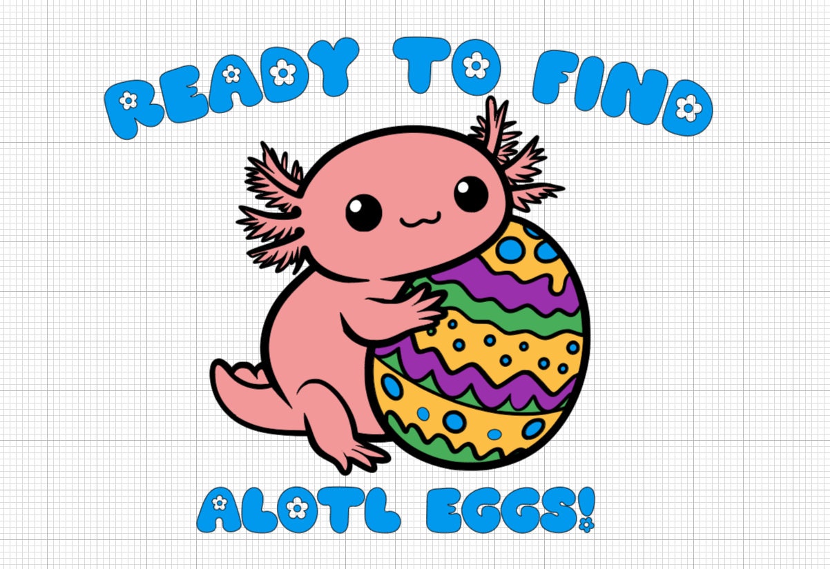 Axolotl With Easter Egg SVG Baby Axolotl Outline Cricut Silhouette Cut ...