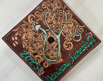 Tooled Leather Graduation Cap - Etsy