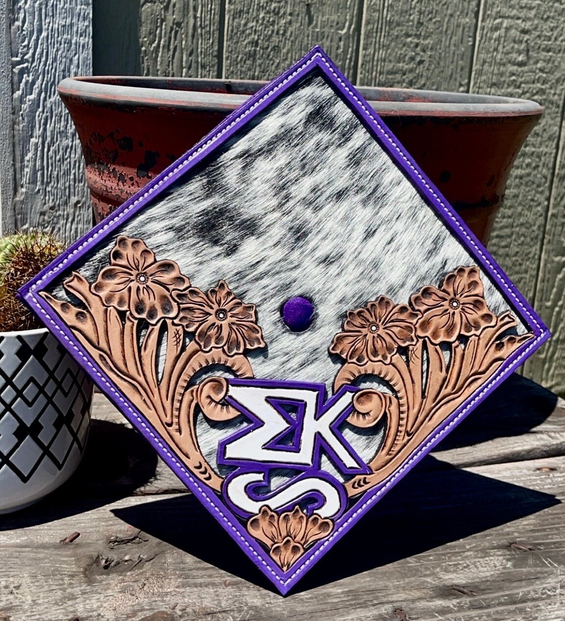 Tooled Leather Graduation Cap - Etsy