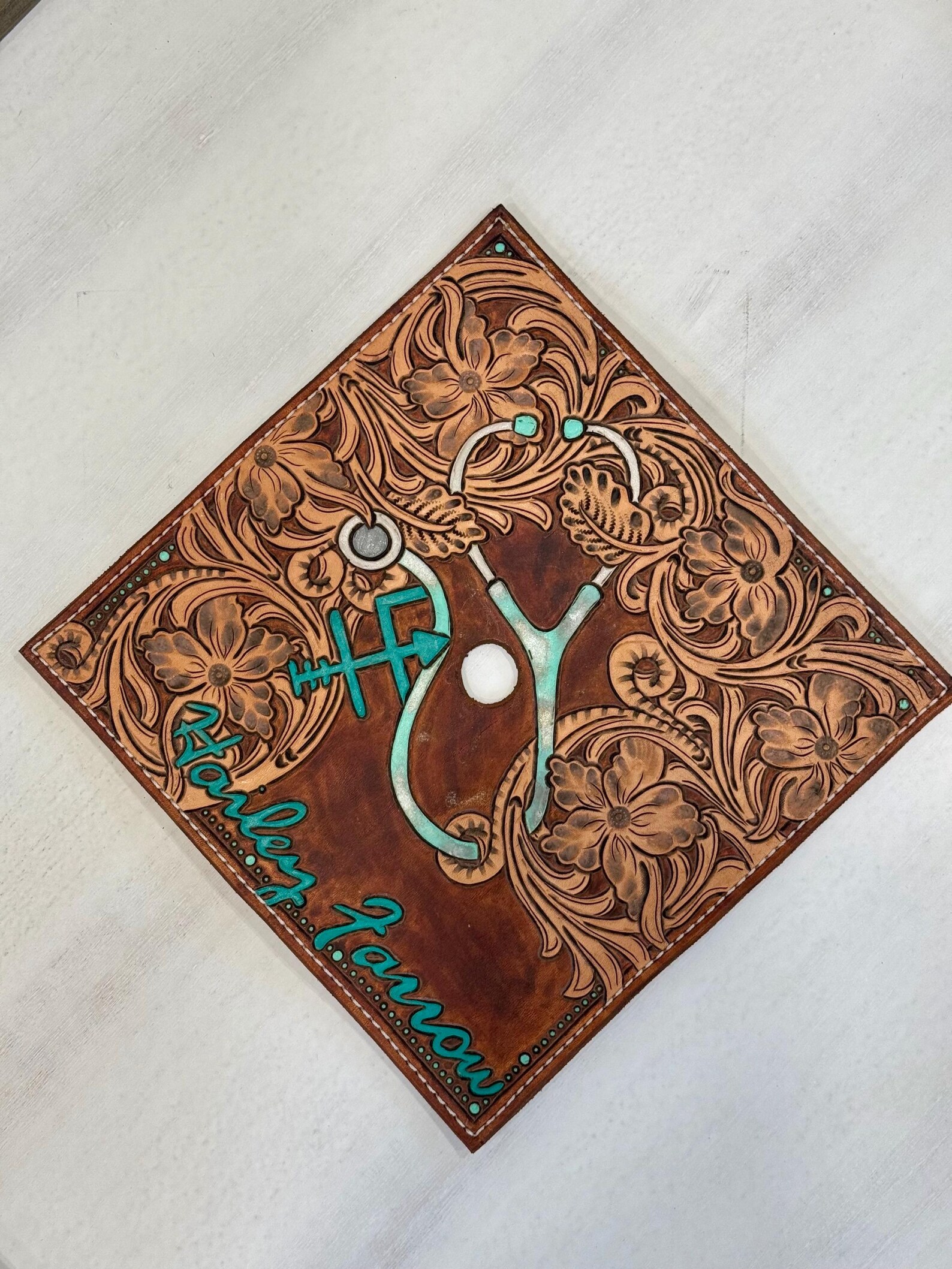 Tooled Leather Graduation Cap - Etsy