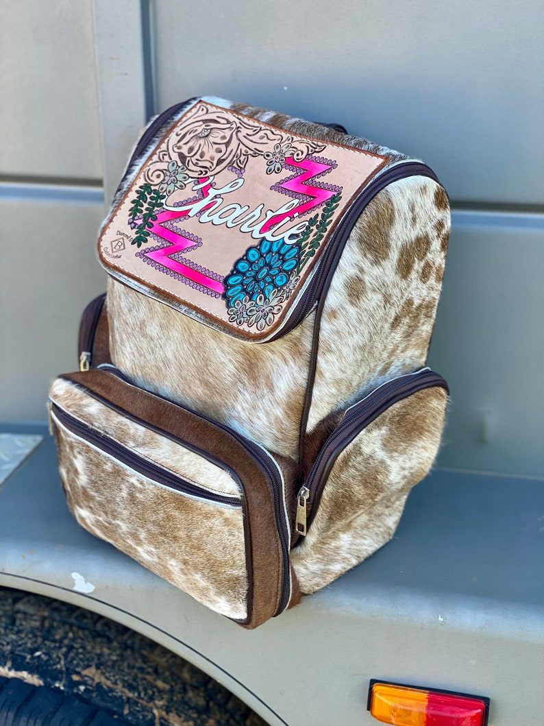 Custom Tooled Leather Hair on Hide Bag - Etsy