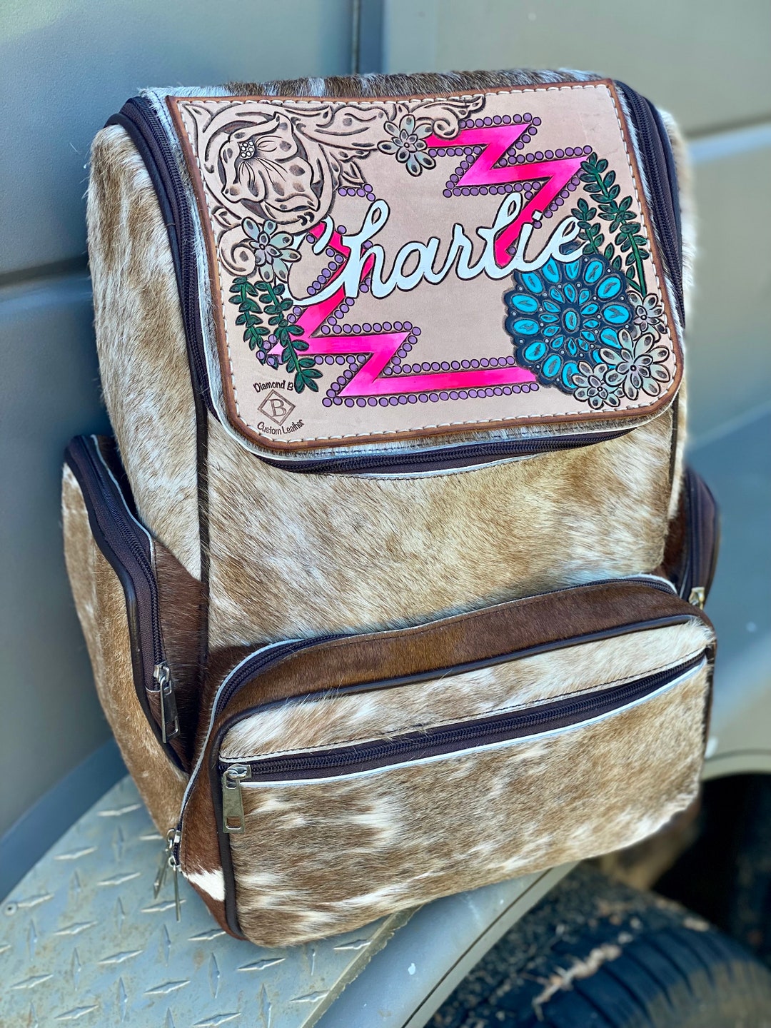 Custom Tooled Leather Hair on Hide Bag - Etsy