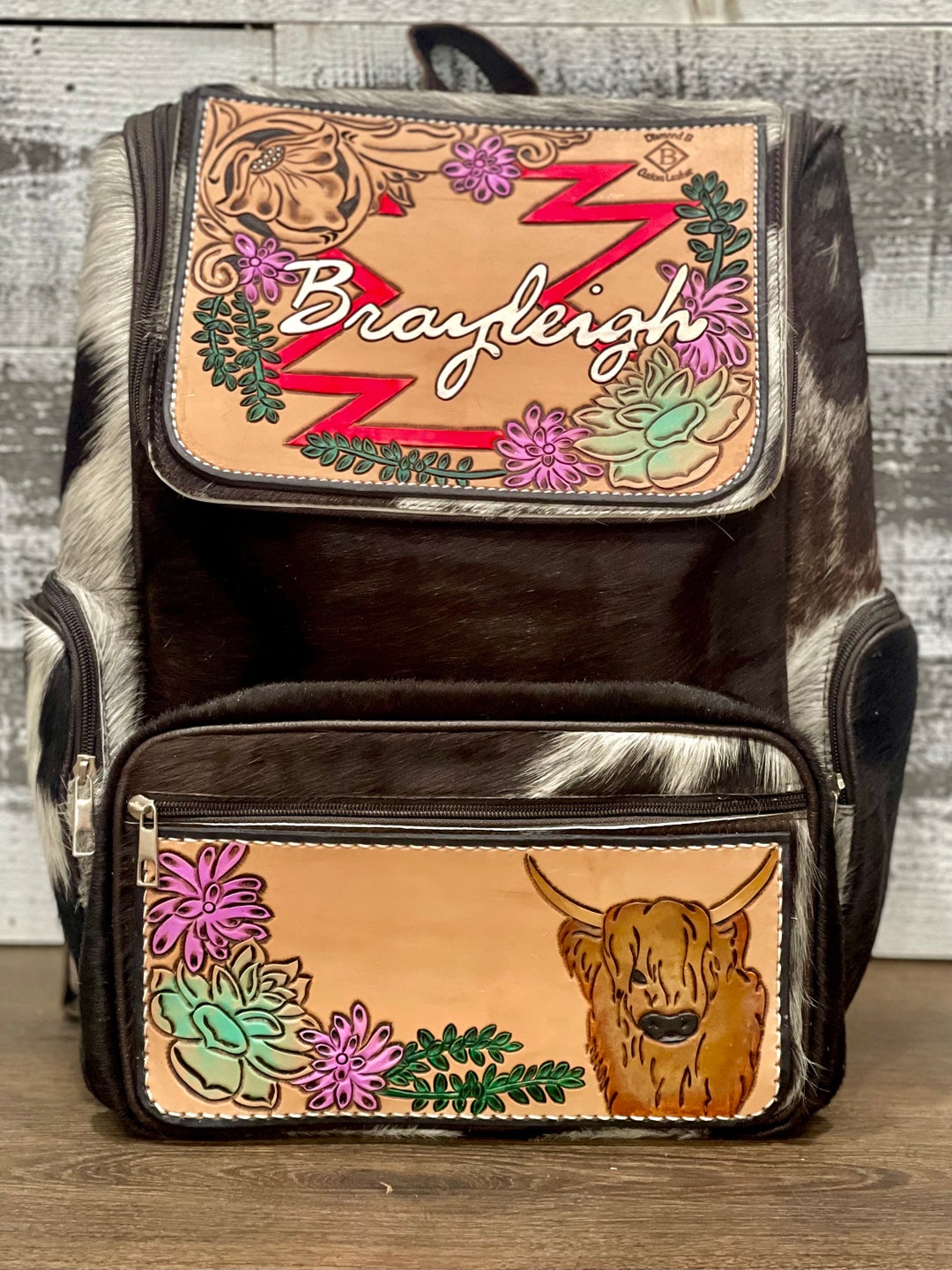 Custom Tooled Leather Hair on Hide Bag - Etsy