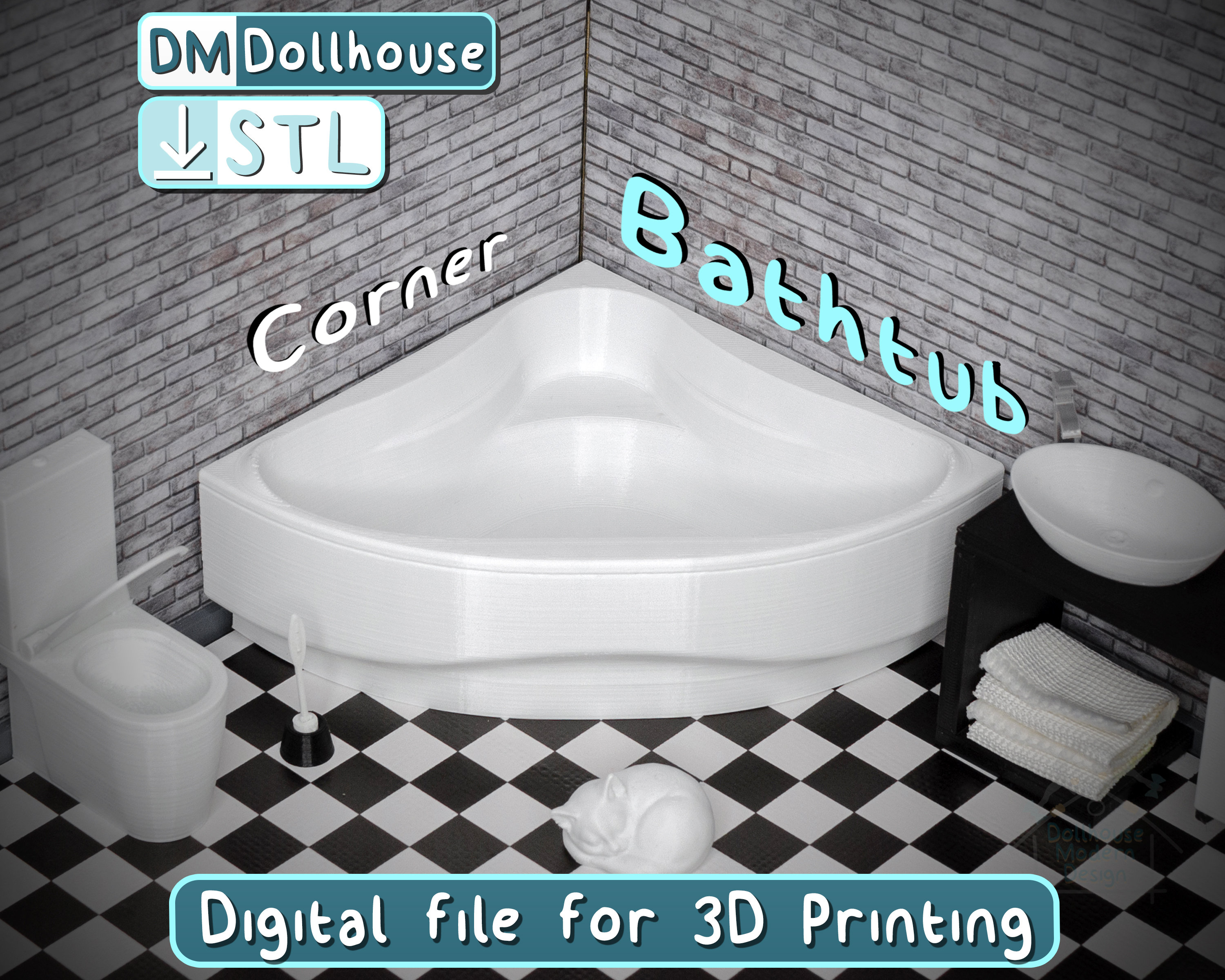 Download the STL 3D PRINT File for a Miniature Bathtub - Etsy Australia