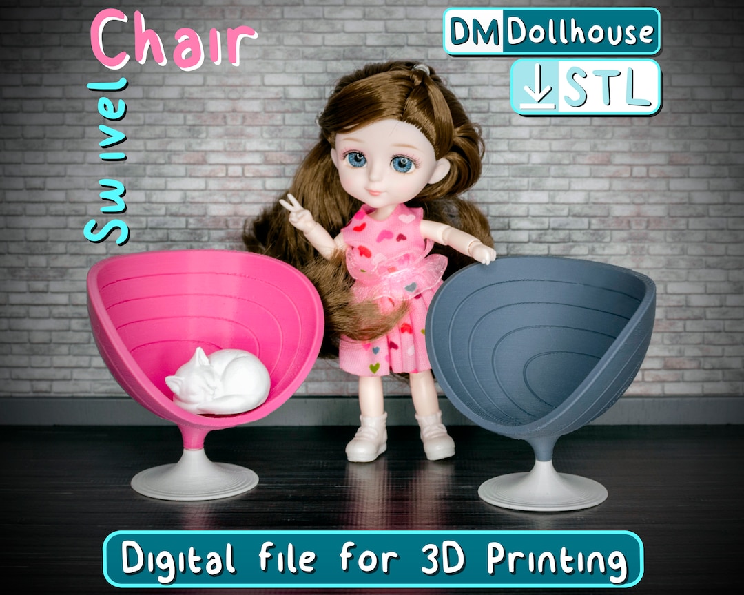 Digital STL File for 3D Printing - Miniature Swivel Chair 1:12 Scale ...