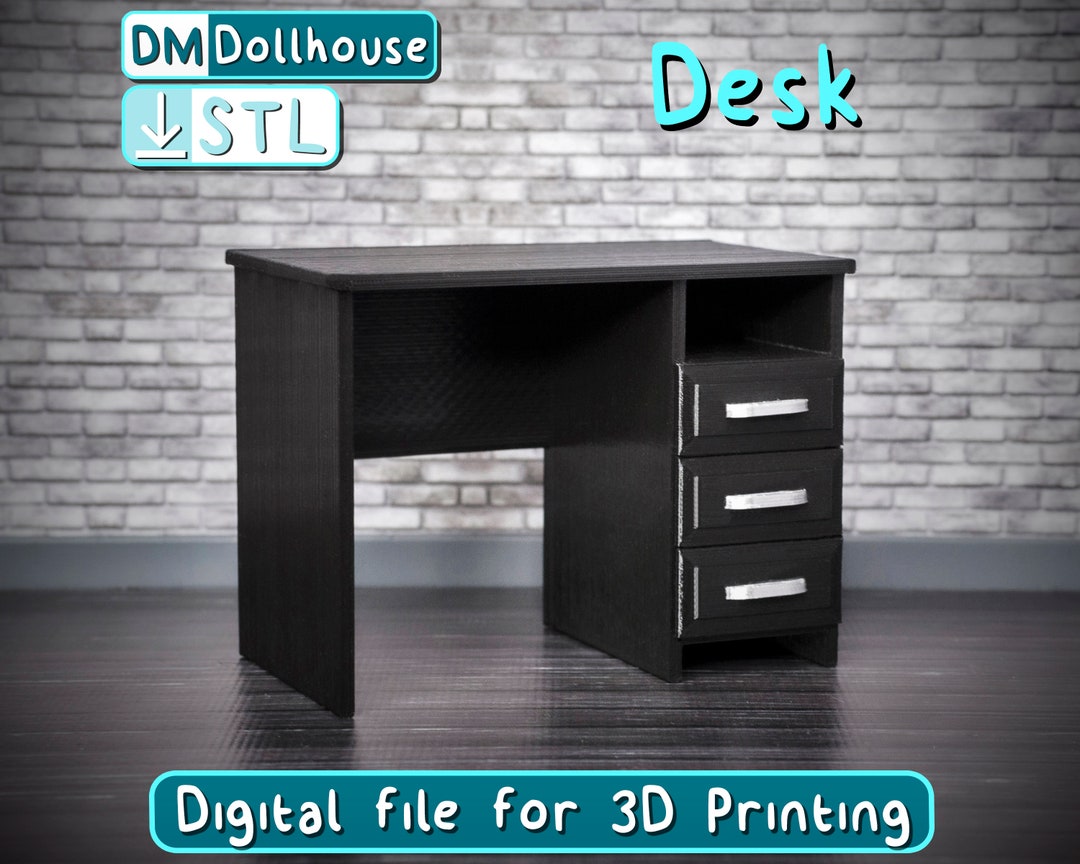 Dollhouse Desk With 3 Drawers - STL File 3D Printing. Miniature Model ...