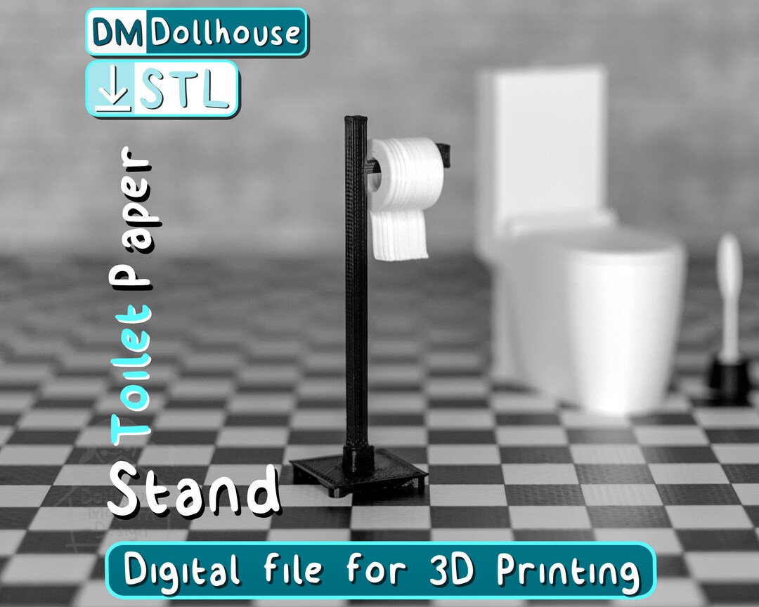 3D Printing STL File - Miniature Toilet Paper Holder & Roll 1:12 Scale ...