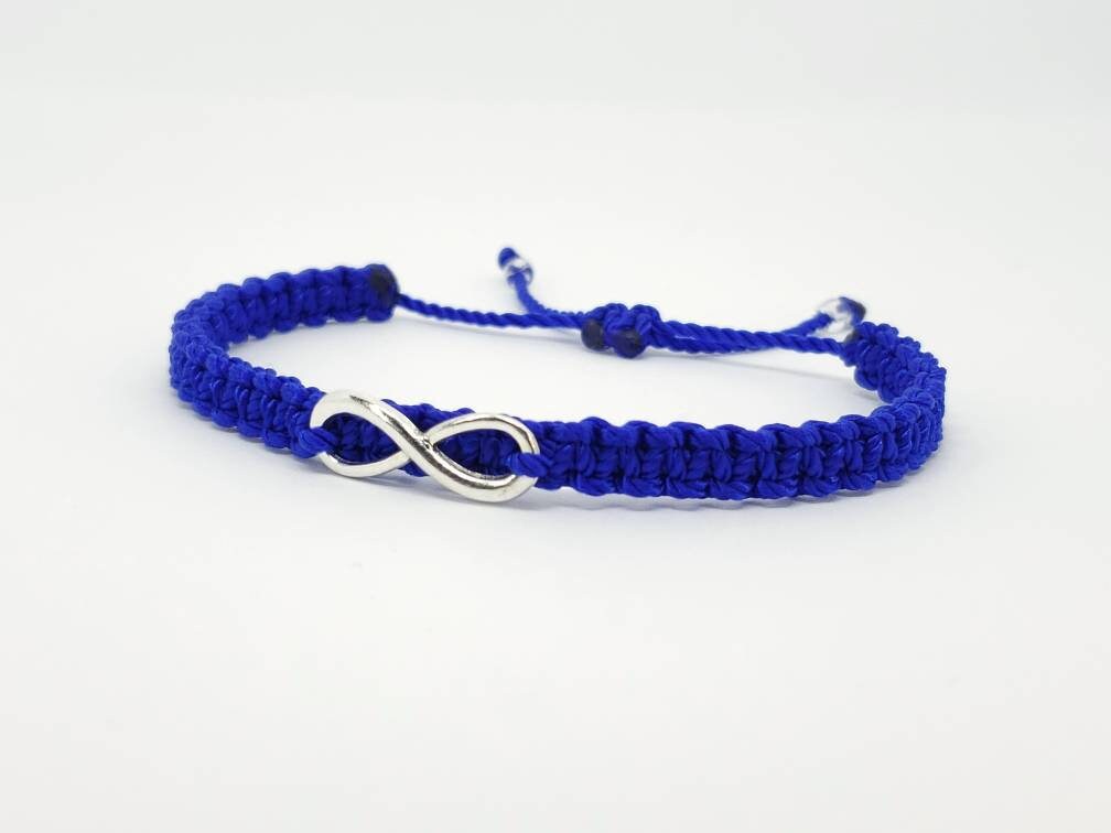 Beautiful Infinity Blue String Bracelet, Braided Blue Infinity ...