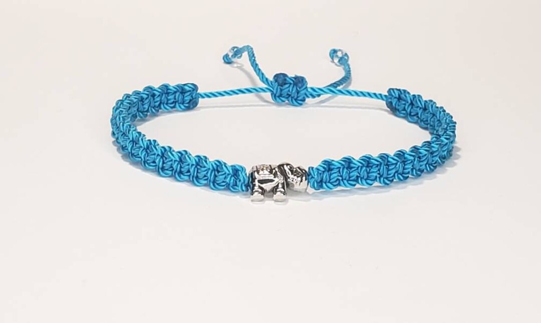 Elephant Braided Bracelet Turquoise Blue String Bracelet With - Etsy
