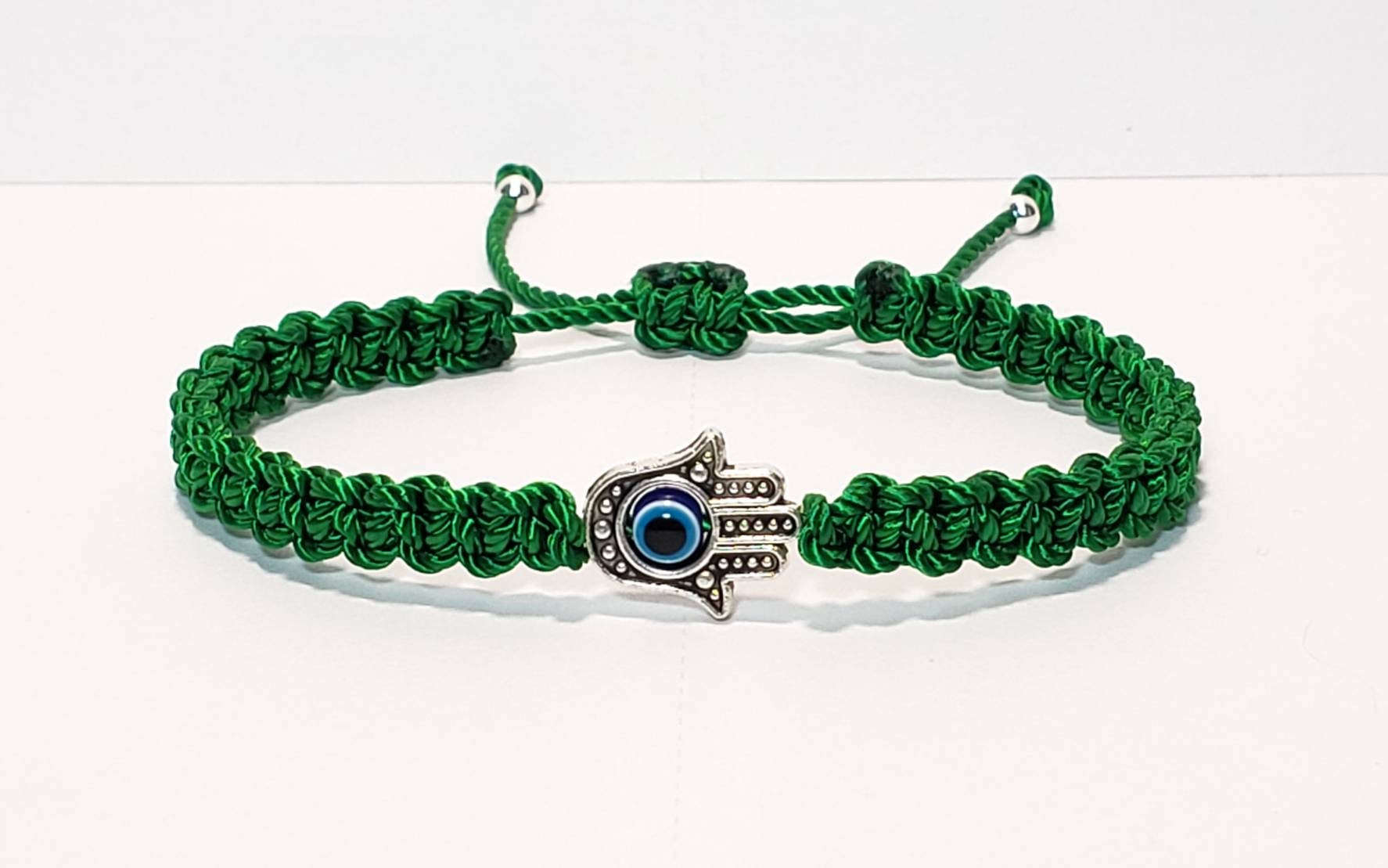 Hamsa Hand Green String Bracelet for Happiness Luck Health | Etsy