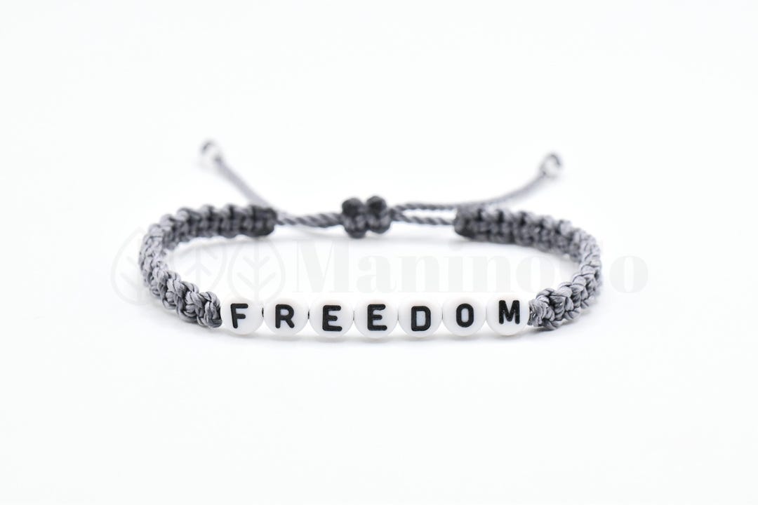Freedom Bracelet, Braided Gray Color Wristband, Adjustable for Man and ...