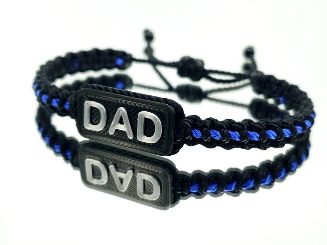 Police Thin Blue Line Dad Bracelet, Thin Blue Line Proud Dad Bracelet ...