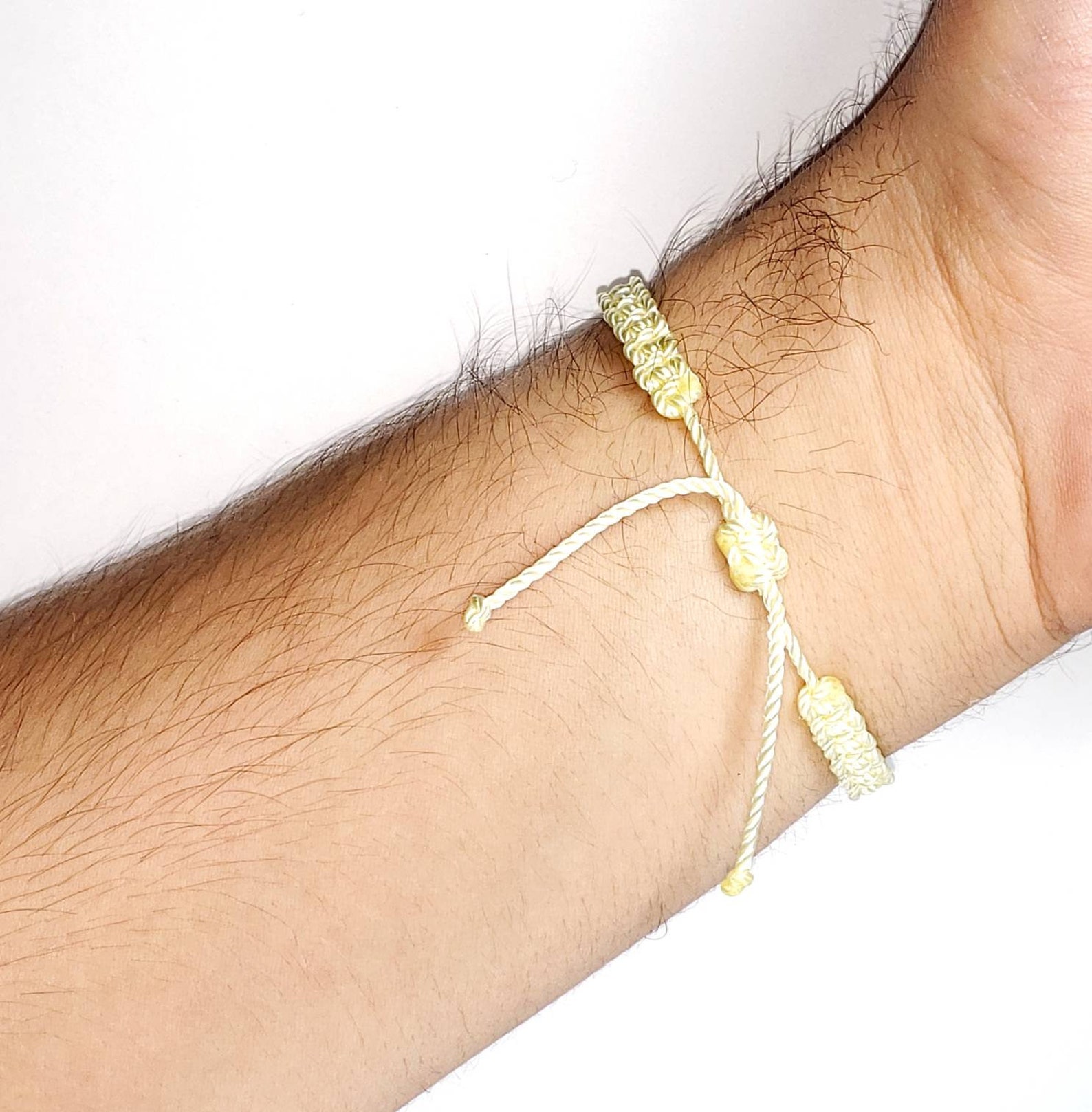 Hamsa Hand Light Yellow String Bracelet for Happiness Luck | Etsy