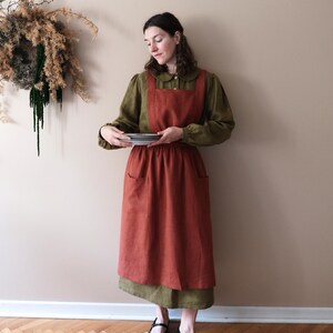 Edwardian Cross Back LINEN APRON, Victorian Maid Apron, Vintage Cooking ...