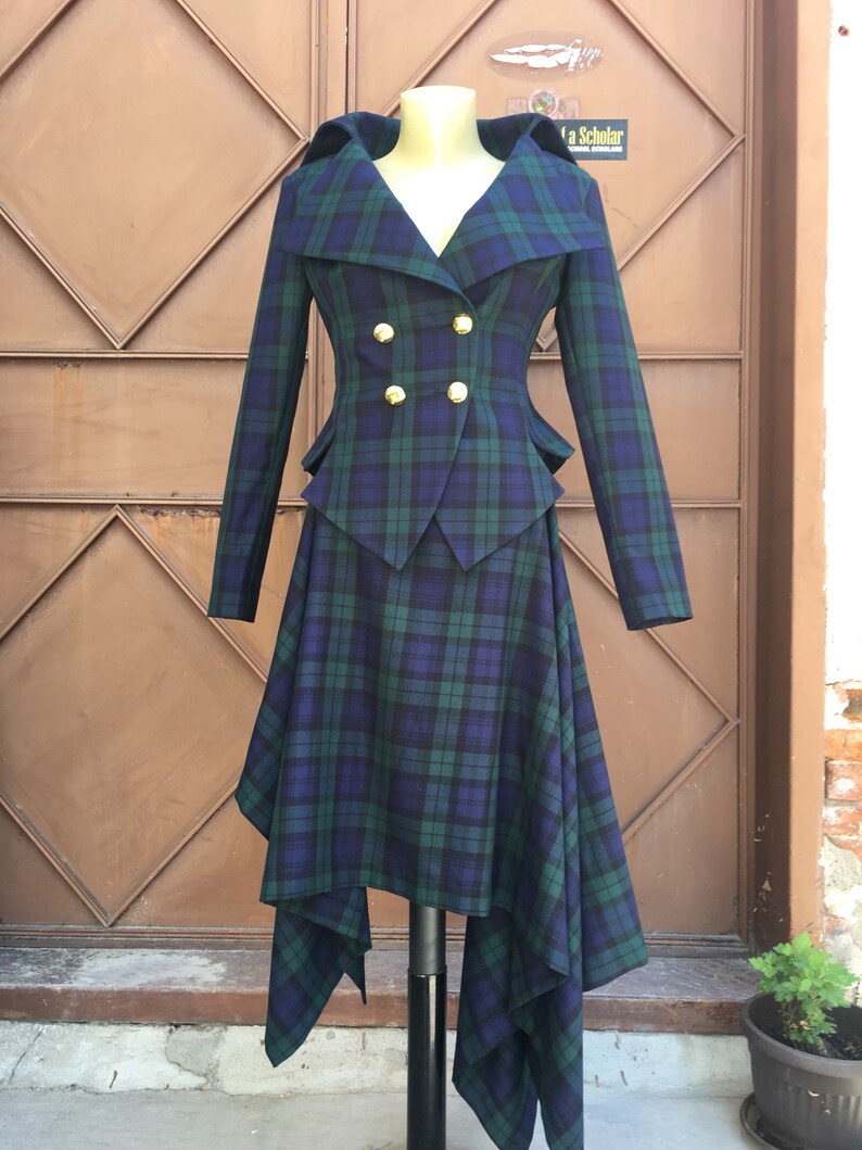 Plaid Suit Jacket Blazer Tartan Suitsteampunk Gothic Punk - Etsy