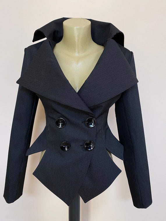 Black striped jacketTailored jacket blazer Steampunk Gothic | Etsy