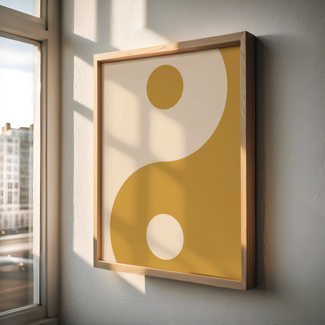 Yin and Yang Boho Wall Art 11x14 Yellow Witchy Retro Funky Typography ...