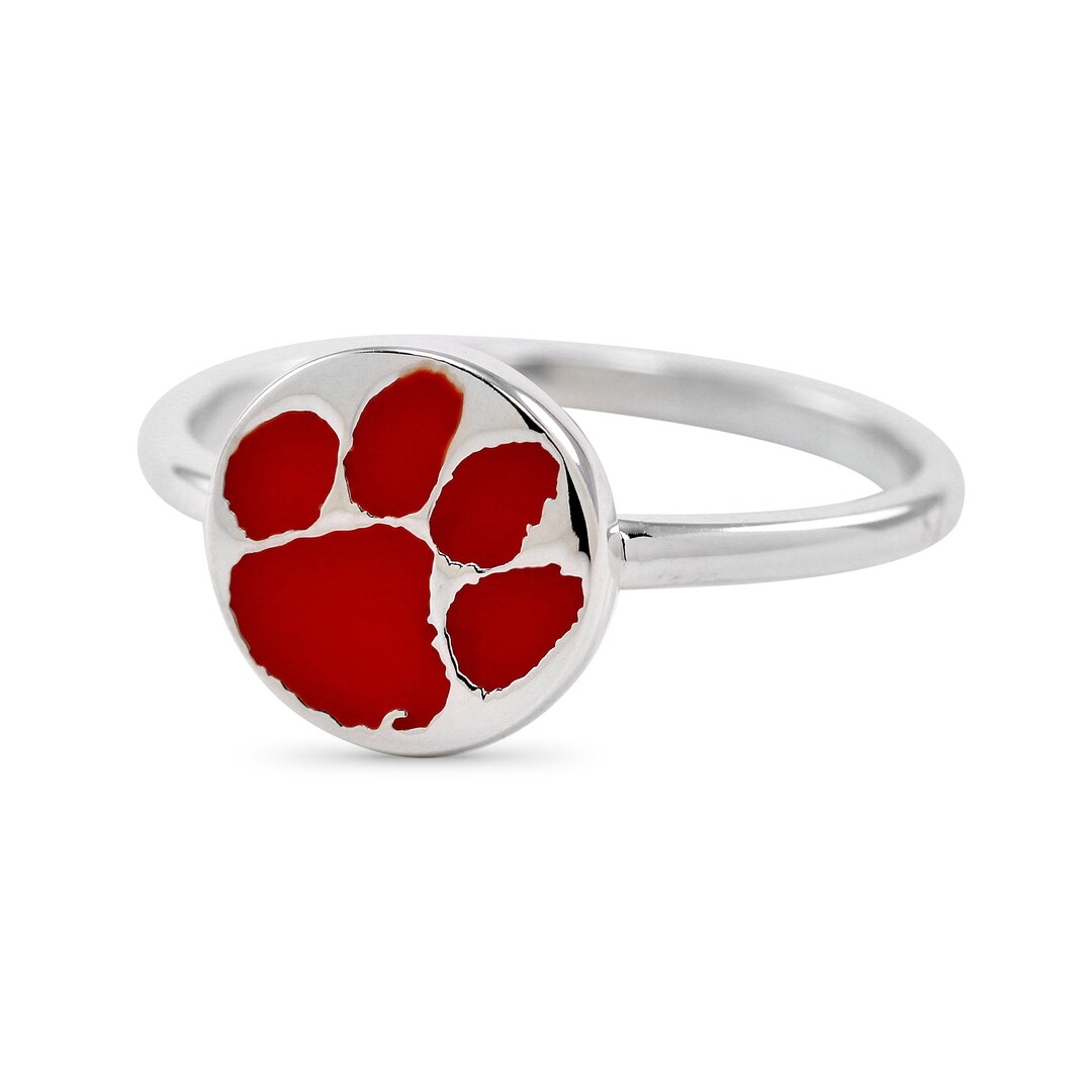 Sterling Silver Paw Ring, Orange Enamel Paw Ring, Paw Print Ring, Tiger ...