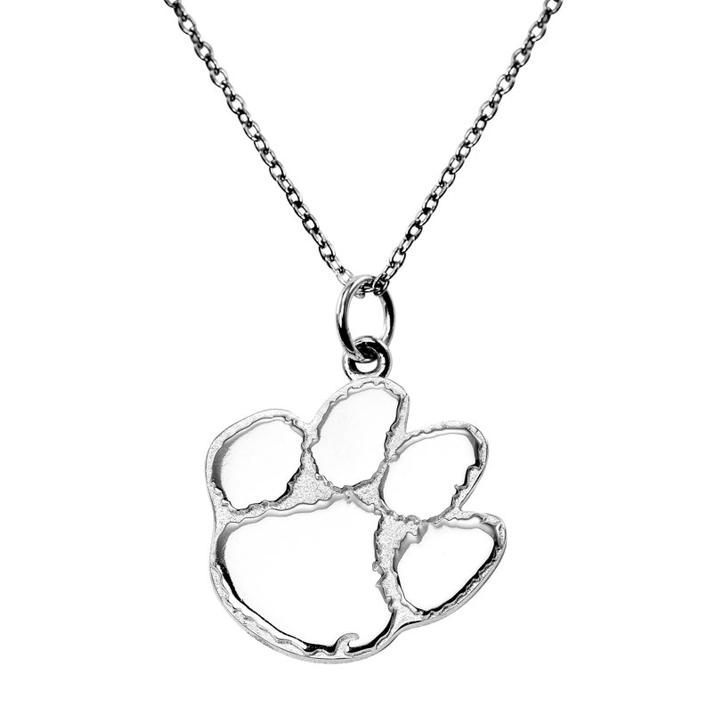 Sterling Silver Paw Print Necklace, Paw Print Charm, Paw Print Jewelry