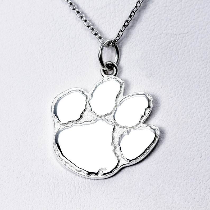 Sterling Silver Paw Print Necklace, Paw Print Charm, Paw Print Jewelry ...
