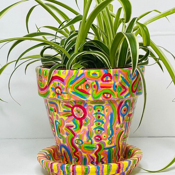 Painted Flower Pot - Etsy