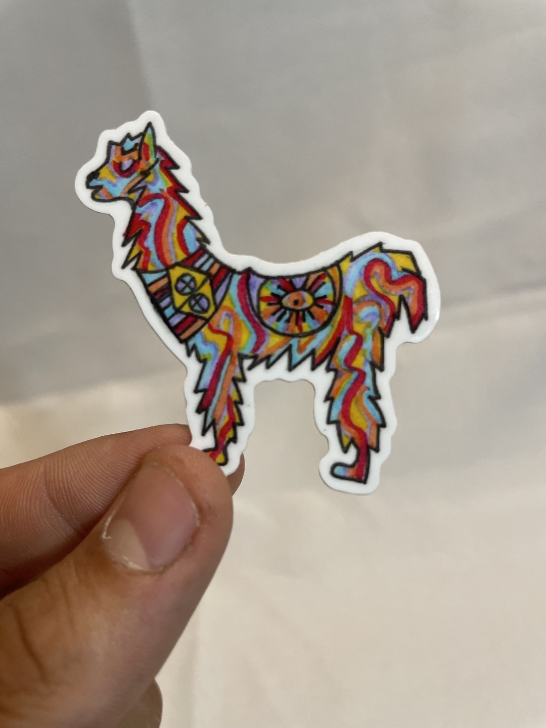 Colorful Psychedelic Magic Llama Trippy Cool Waterproof Glossy Sticker ...