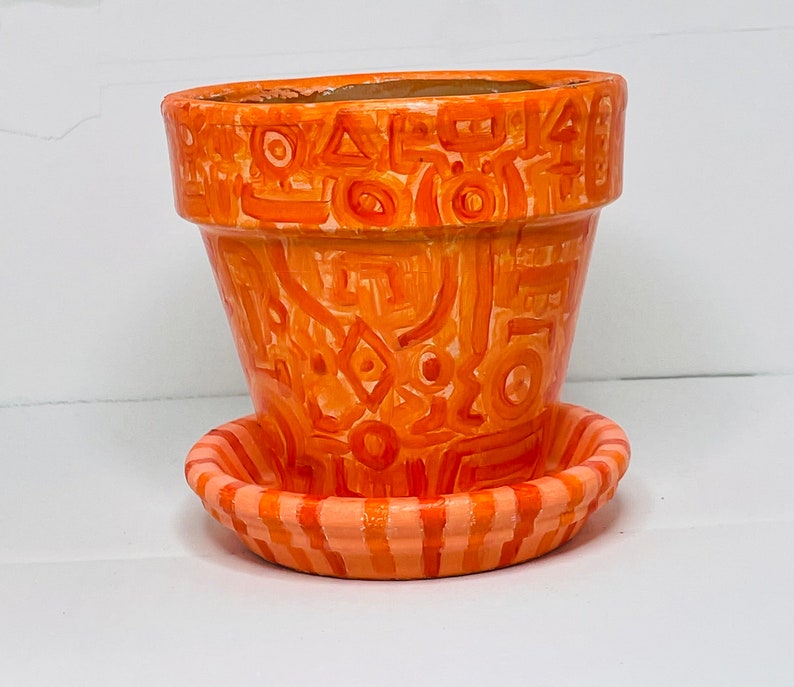 Orange "trippy Spirits" Psychedelic One of One Hand Painted and Glazed ...