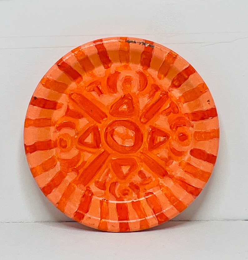 Orange "trippy Spirits" Psychedelic One of One Hand Painted and Glazed ...