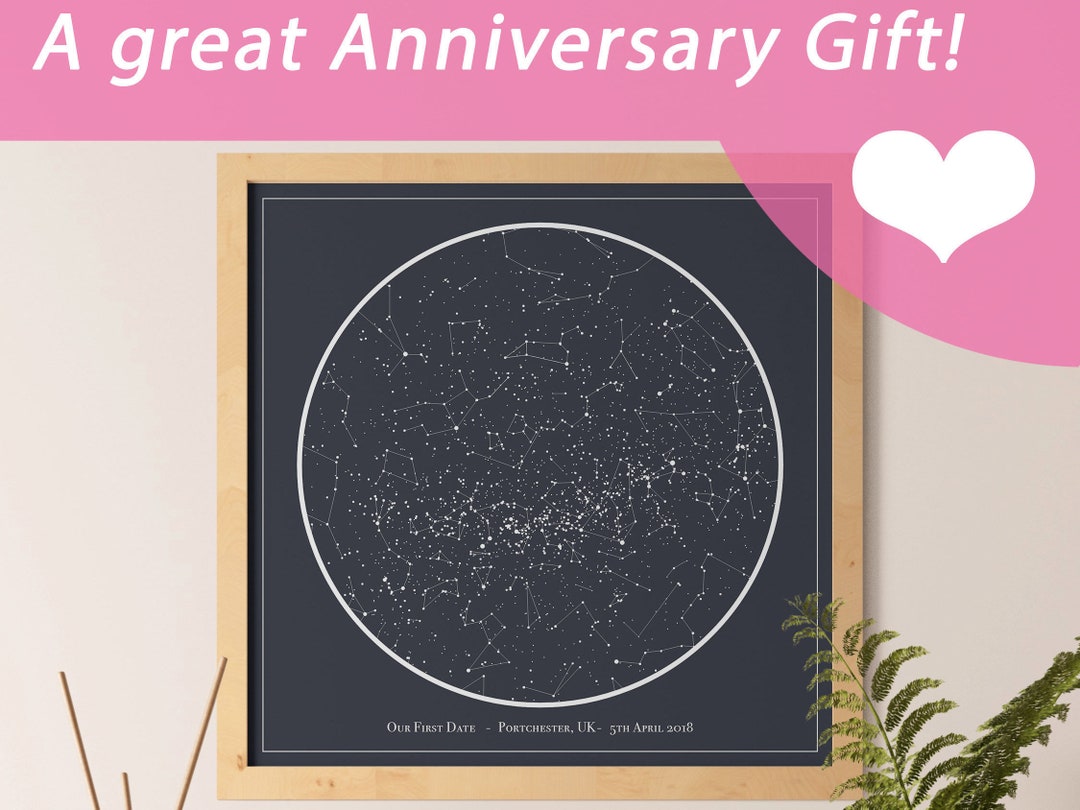 Personalized Night Sky Star Map With Constellations - Etsy