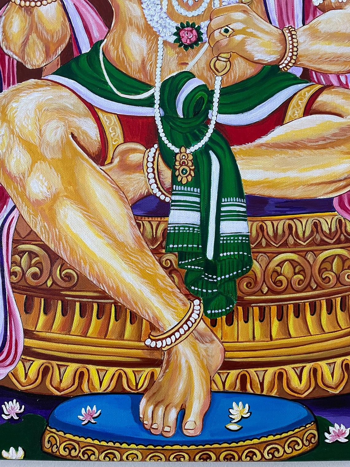 Lord Hanuman Acrylic Painting: Hindu God Bajrang Bali, Indian Wall Art ...