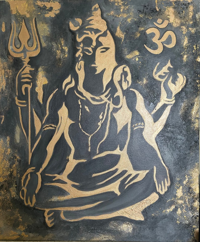 Lord Shiva Original Acrylic Painting,abstract Indian Wall Art Decor ...