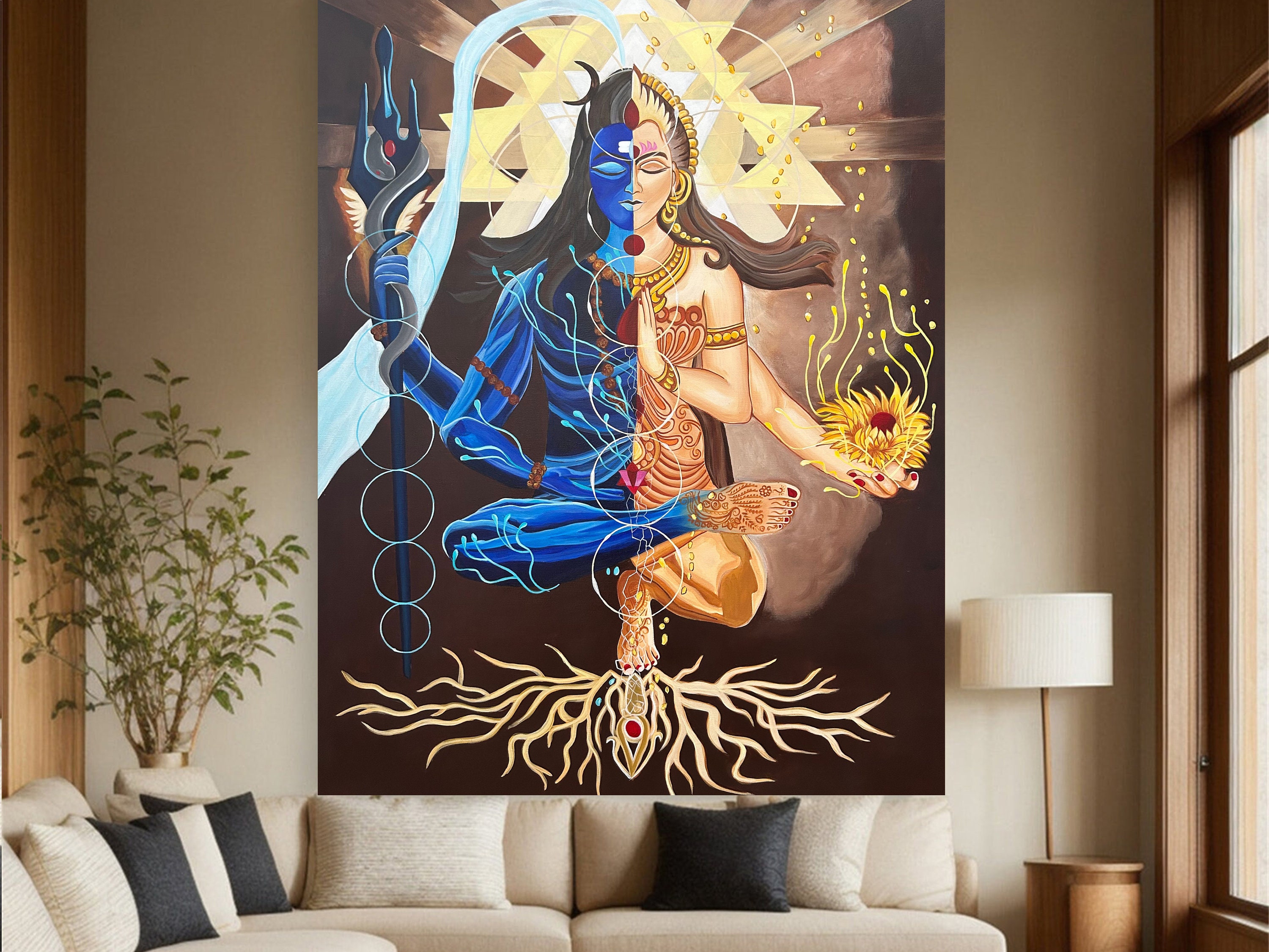 Shiva Shakti, Ardhnarishwara, Shiva Parvati Acrylic Painting,hindu God ...