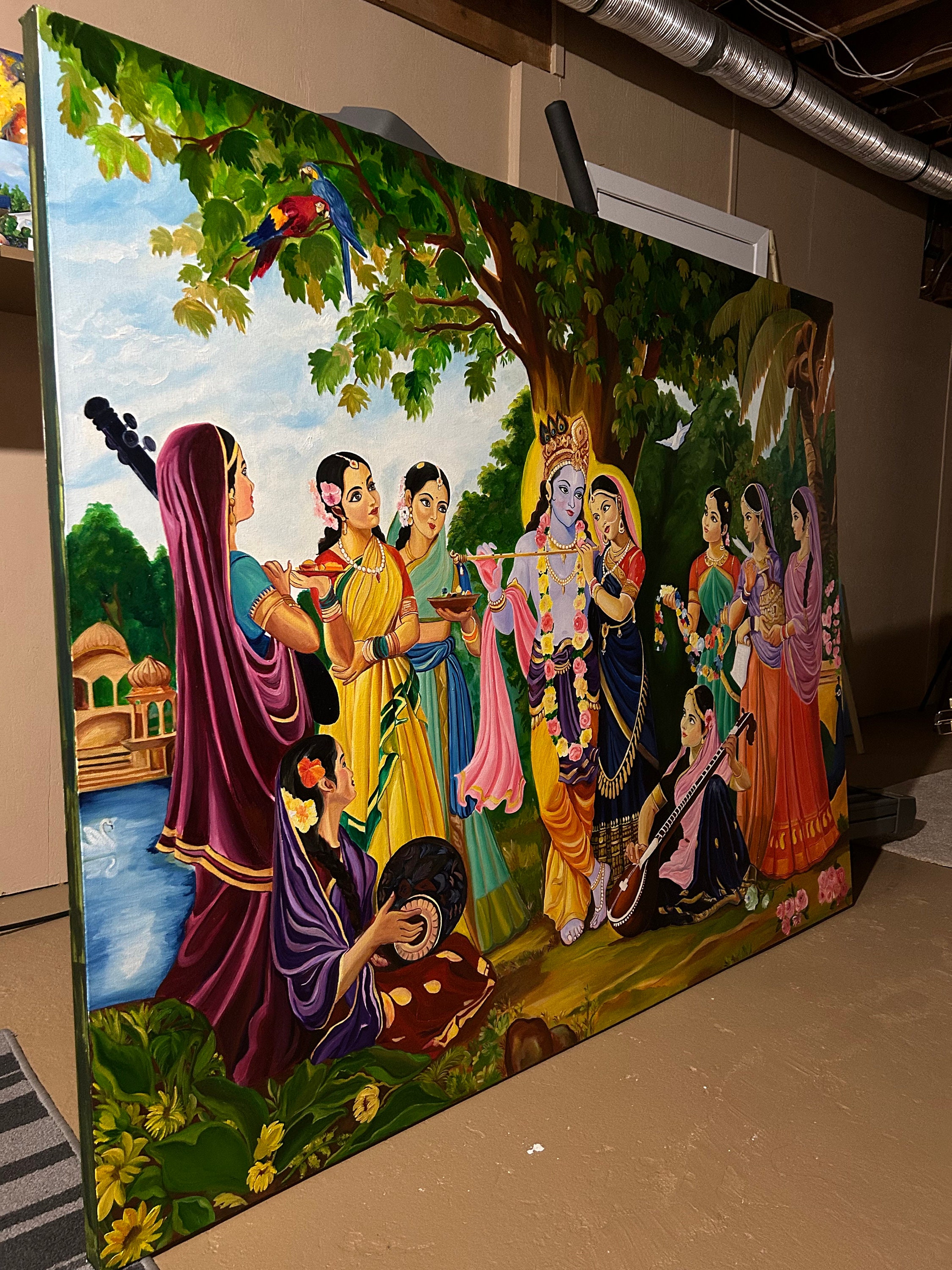 Krishna Original Painting, Radha Krishna Dance ,raas Lila ,oil Painting ...