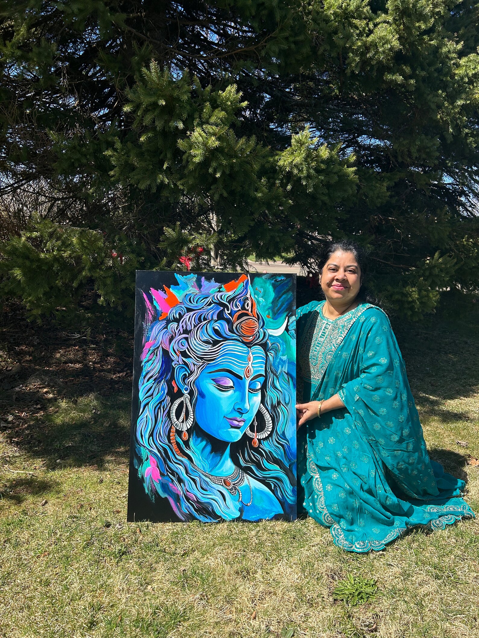 Lord Shiva Acrylic Painting: Hindu God Art, Diwali Gift (24x36 Inch) - Etsy