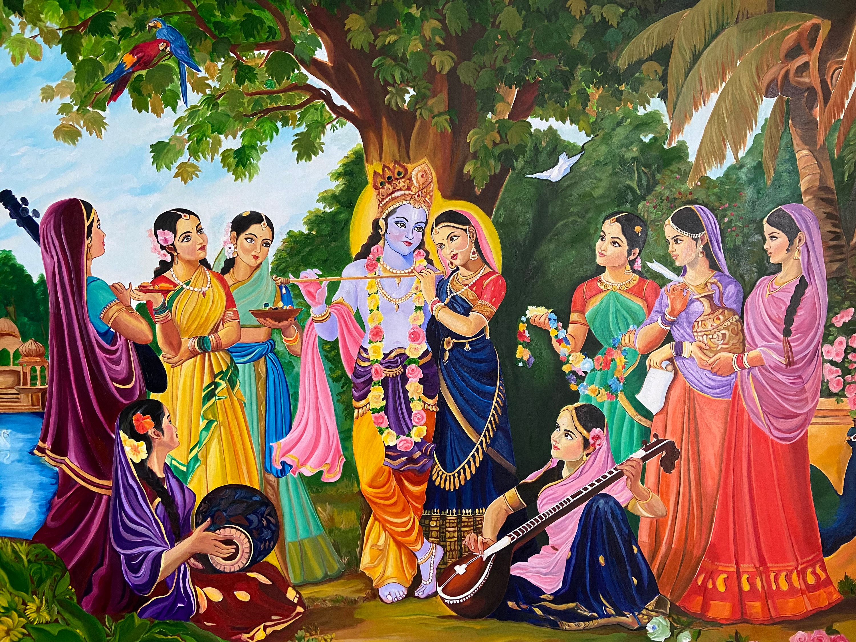 Krishna Original Painting, Radha Krishna Dance ,raas Lila ,oil Painting ...