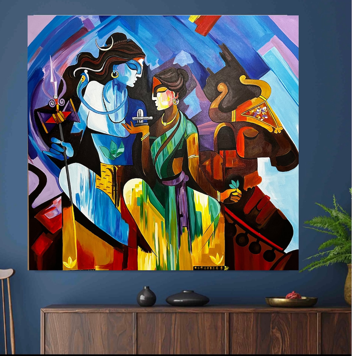Shiva Shakti Acrylic Painting: Indian Hindu God Wall Art - Etsy